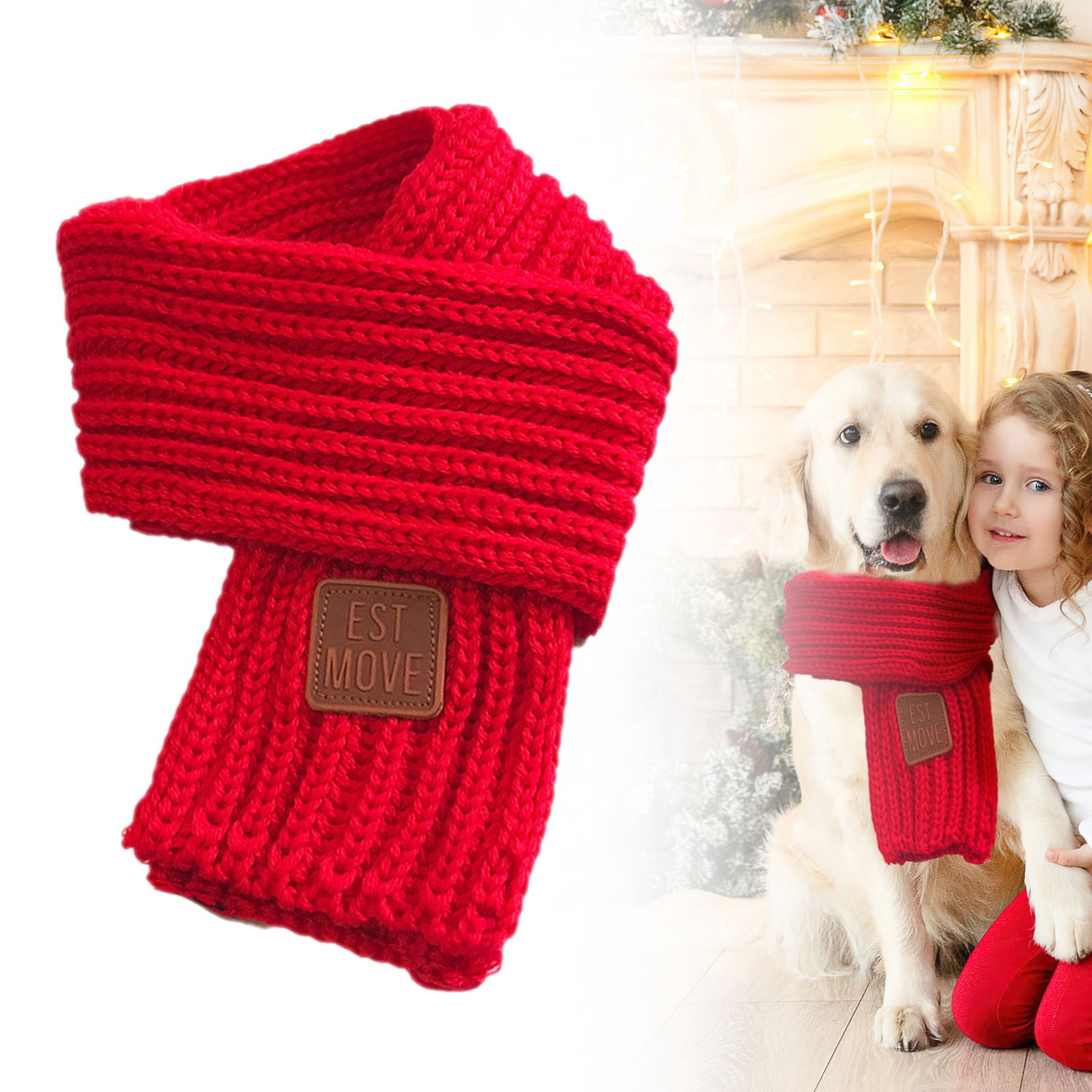 Christmas Knitted Dog Scarves Festive Knitted Pet Warm Pet Neck Wrap ...