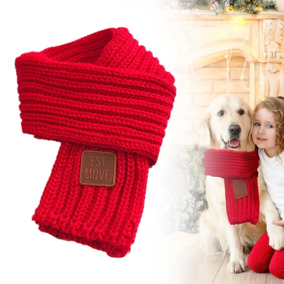 Christmas Knitted Dog Scarves Festive Knitted Pet Warm Pet Neck Wrap ...