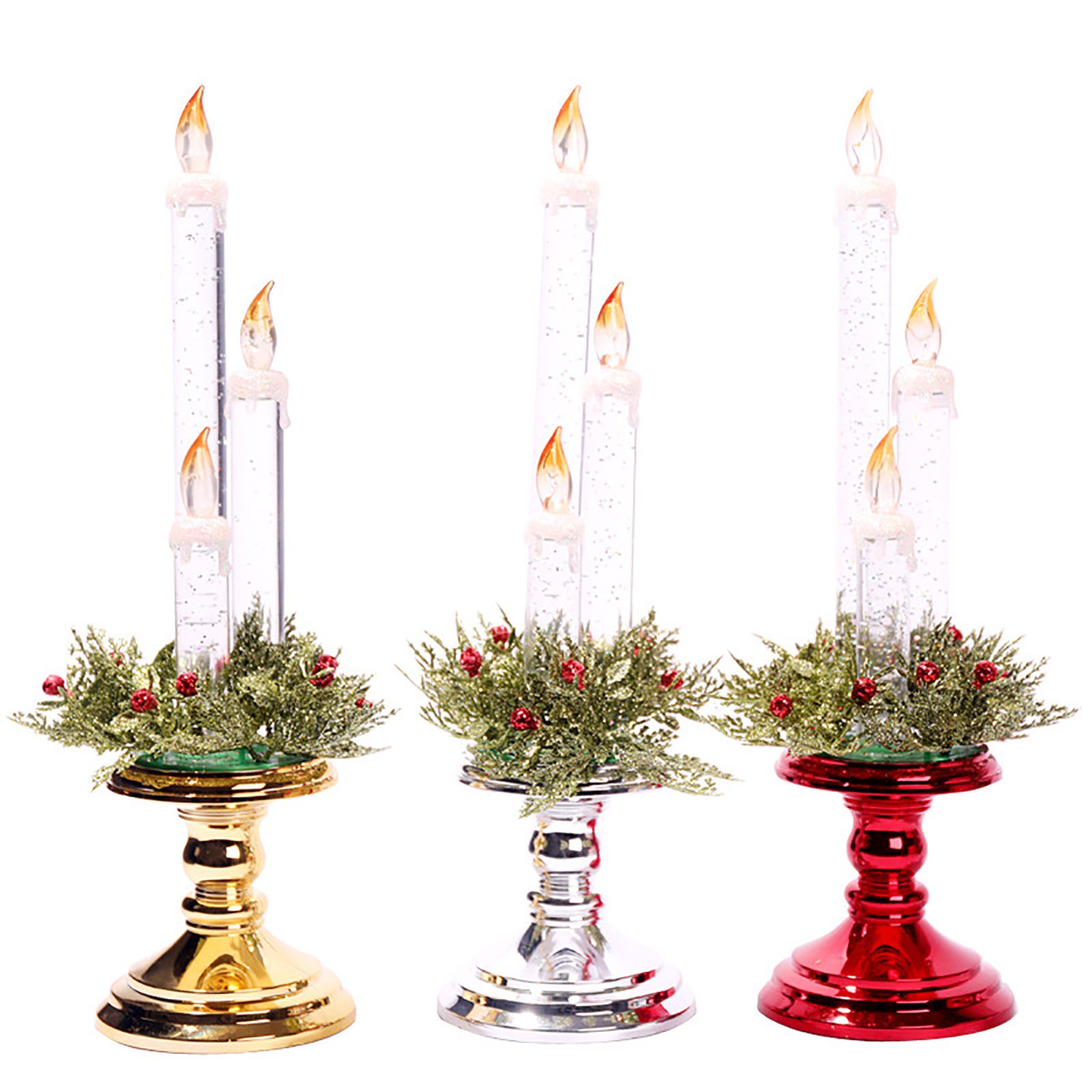 Christmas LED Candle Christmas Snow Globe Candle Flickering Flameless ...