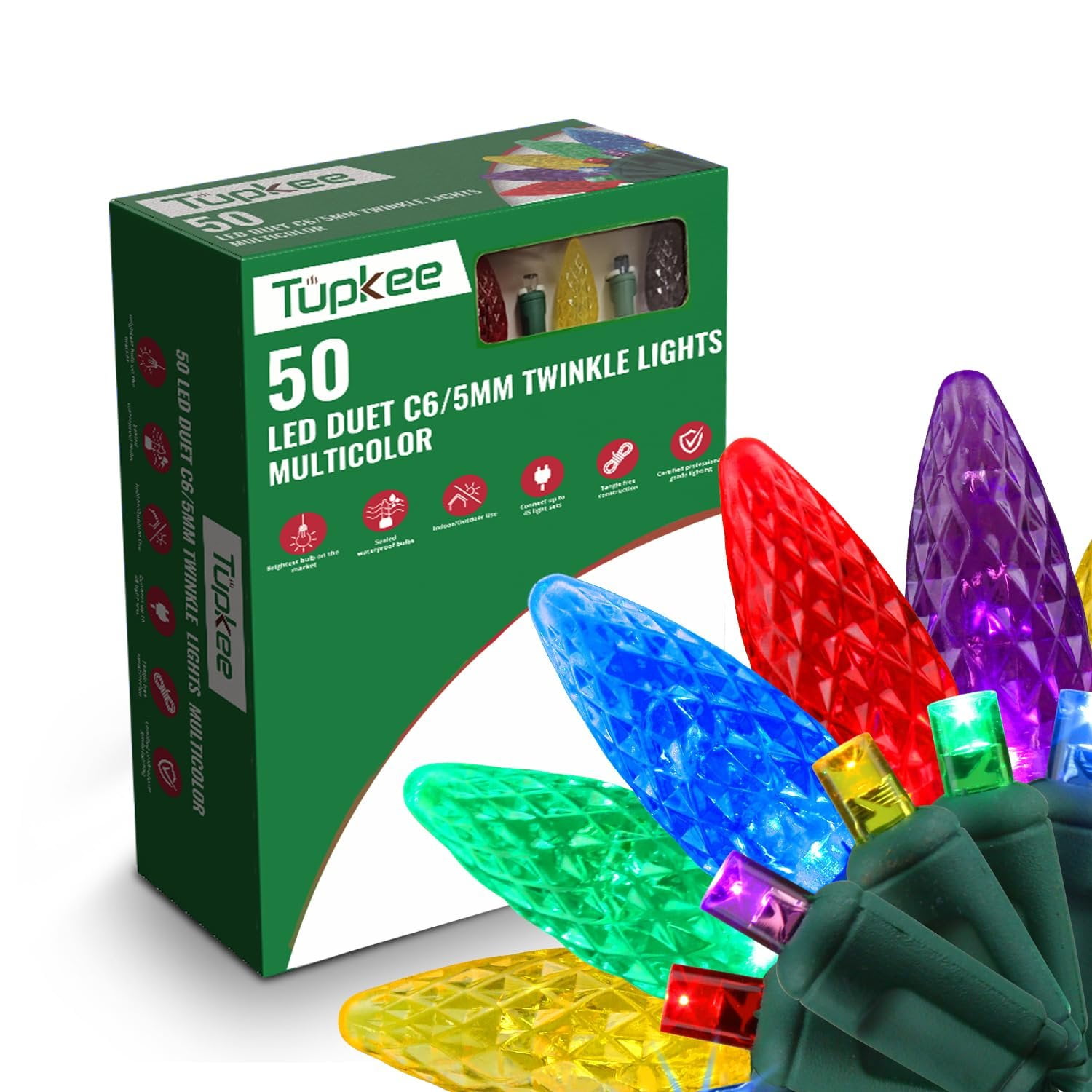 Christmas LED Duet C6/5mm Twinkling Lights Multicolor LED Bulbs - 8 of ...