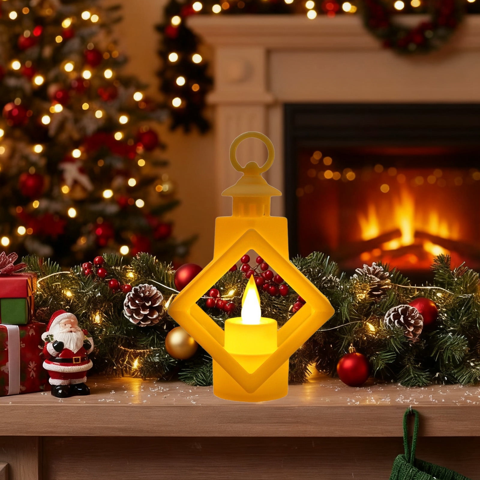 Christmas LED Flameless Lantern Candlestick | Hanging Tabletop Lantern ...