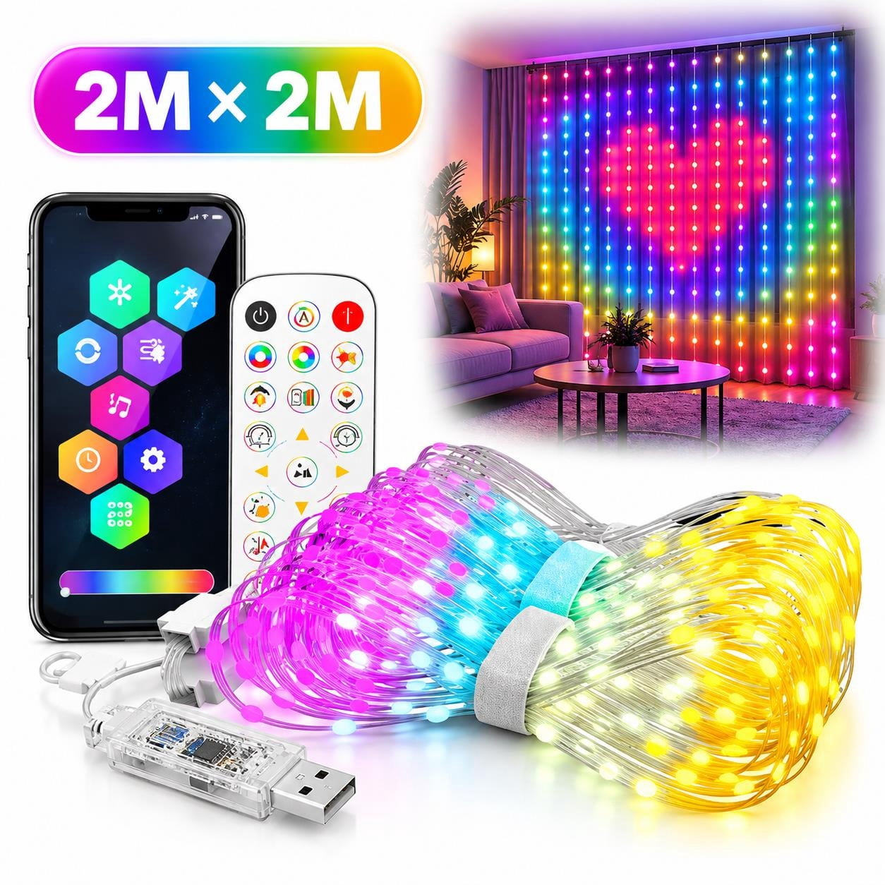 Christmas LED House Net & Smart Outdoor Wall Curtain Fairy Light With ...