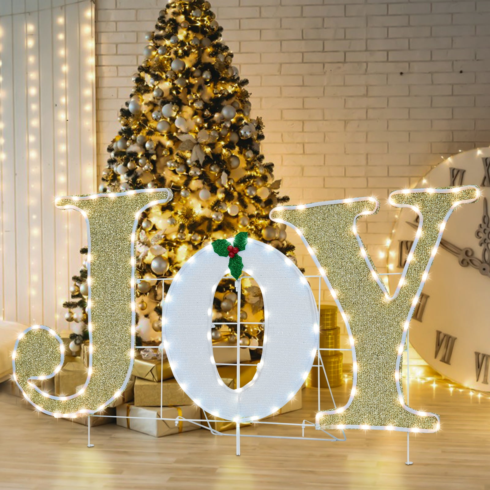 Christmas LED Light,JOY Candy Tinsel Yard Light Decorations Prelit ...