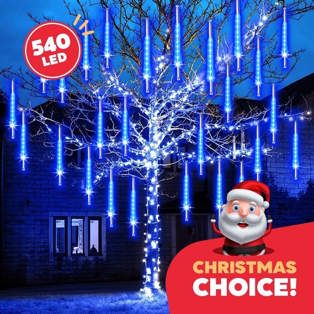 Christmas LED Meteor Shower Rain Blue Lights - 540 LEDs 10 Tubes, 20 ...