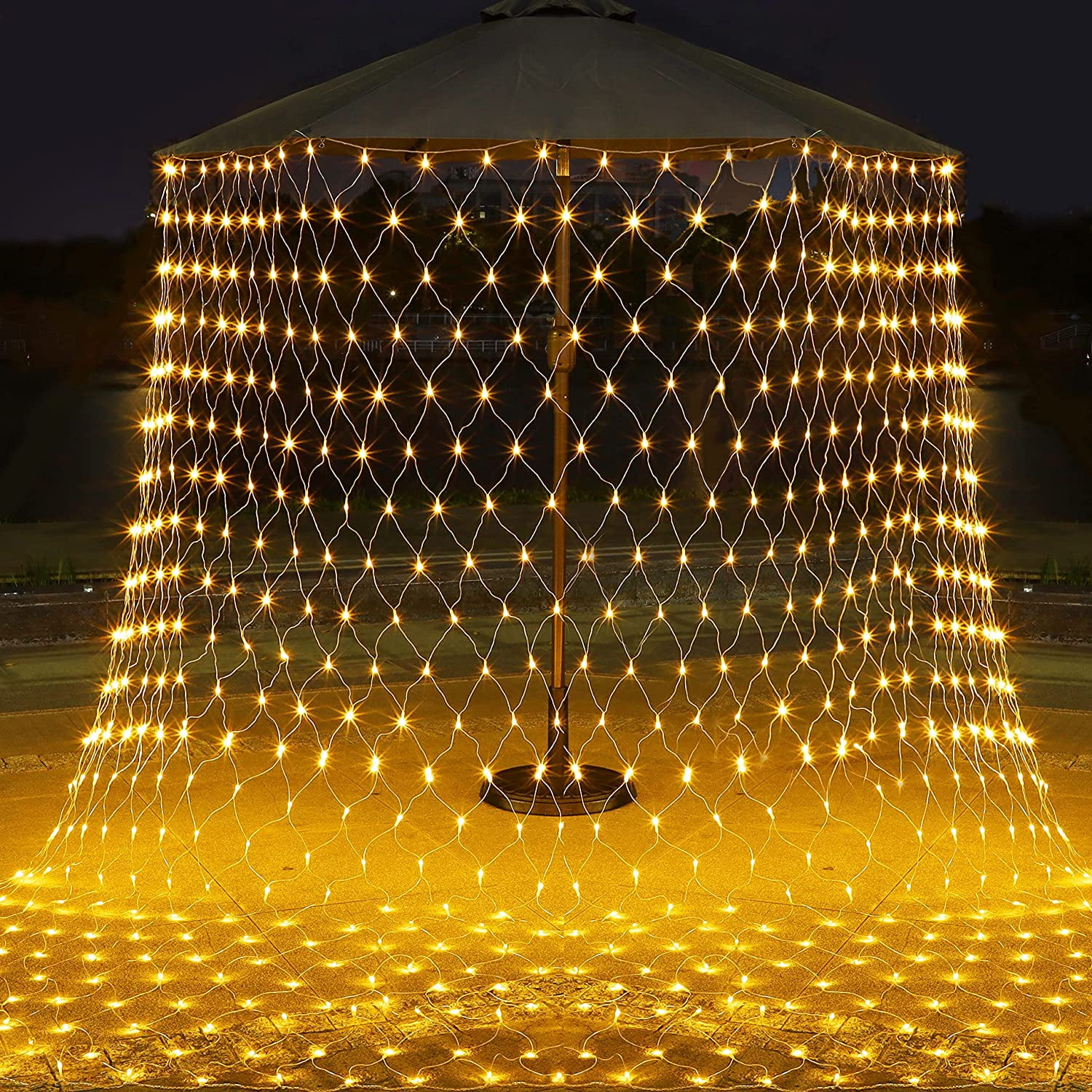 Christmas LED Net Lights, 5ft x 5ft 96 LED 8 Modes Connectable Mesh ...