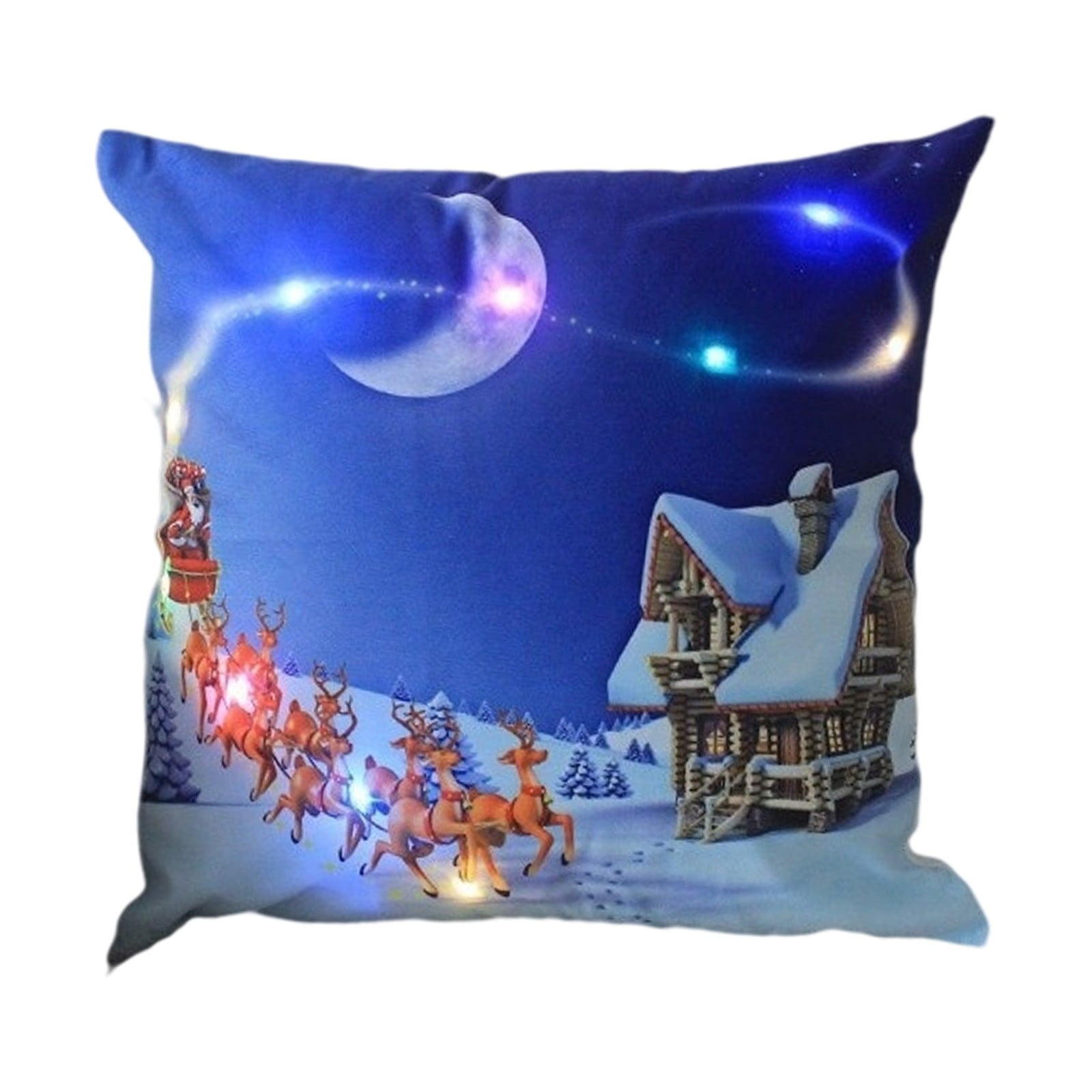 Christmas LED Pillow Cover with Built-In Lights - Polyester Printed ...