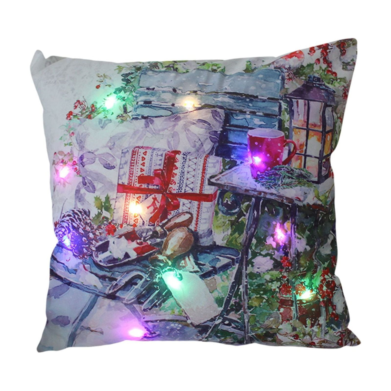 Christmas LED Pillow Cover with Flashing and Steady Light Modes ...