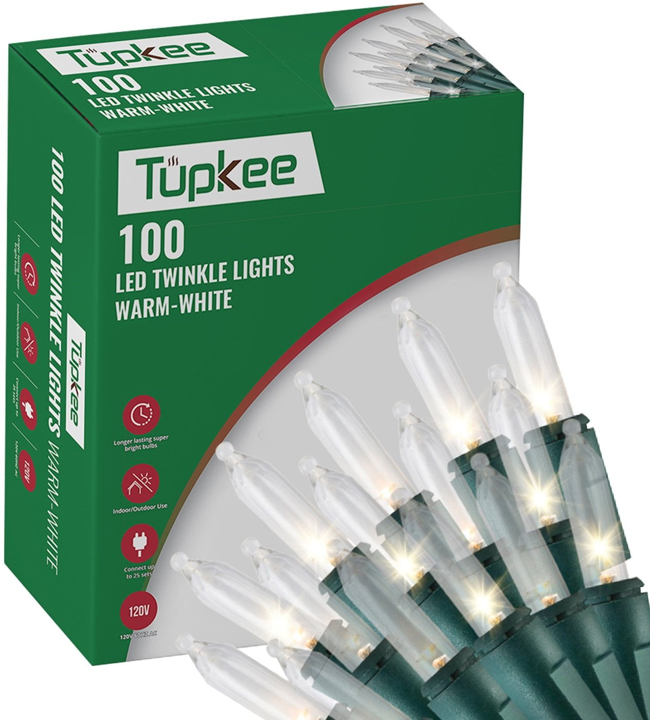 Tupkee LED Christmas Mini Twinkle Lights - 100 Bulbs, 16 Random Twinkle ...