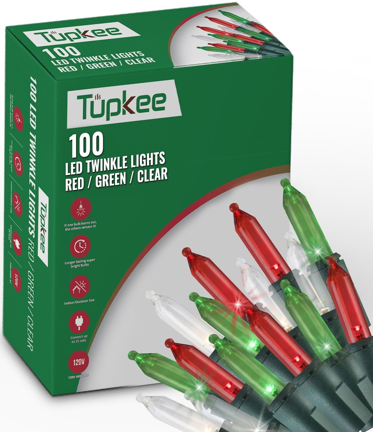 Christmas LED Random Twinkle Lights - 100 LED Red, Green, and Cool ...