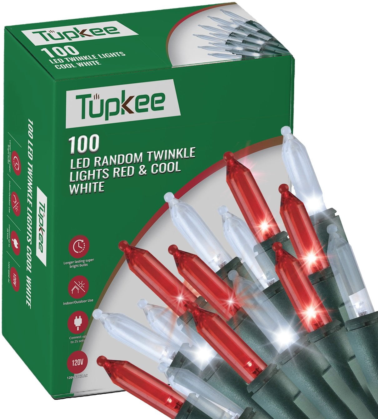 Christmas LED Random Twinkle Lights - 16 of 100 Bulbs Twinkle - LED Red ...