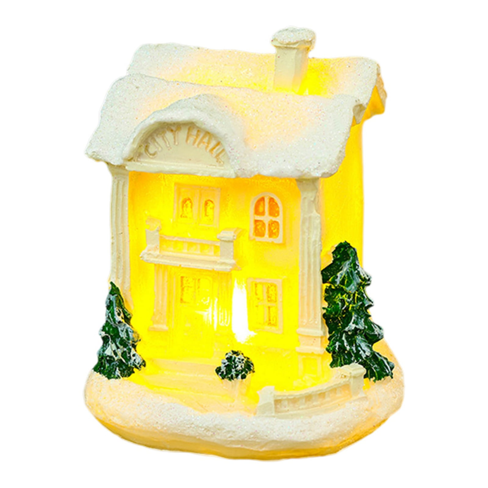 Christmas LED Scene Village Houses Resin Luminous Miniature Snow House ...