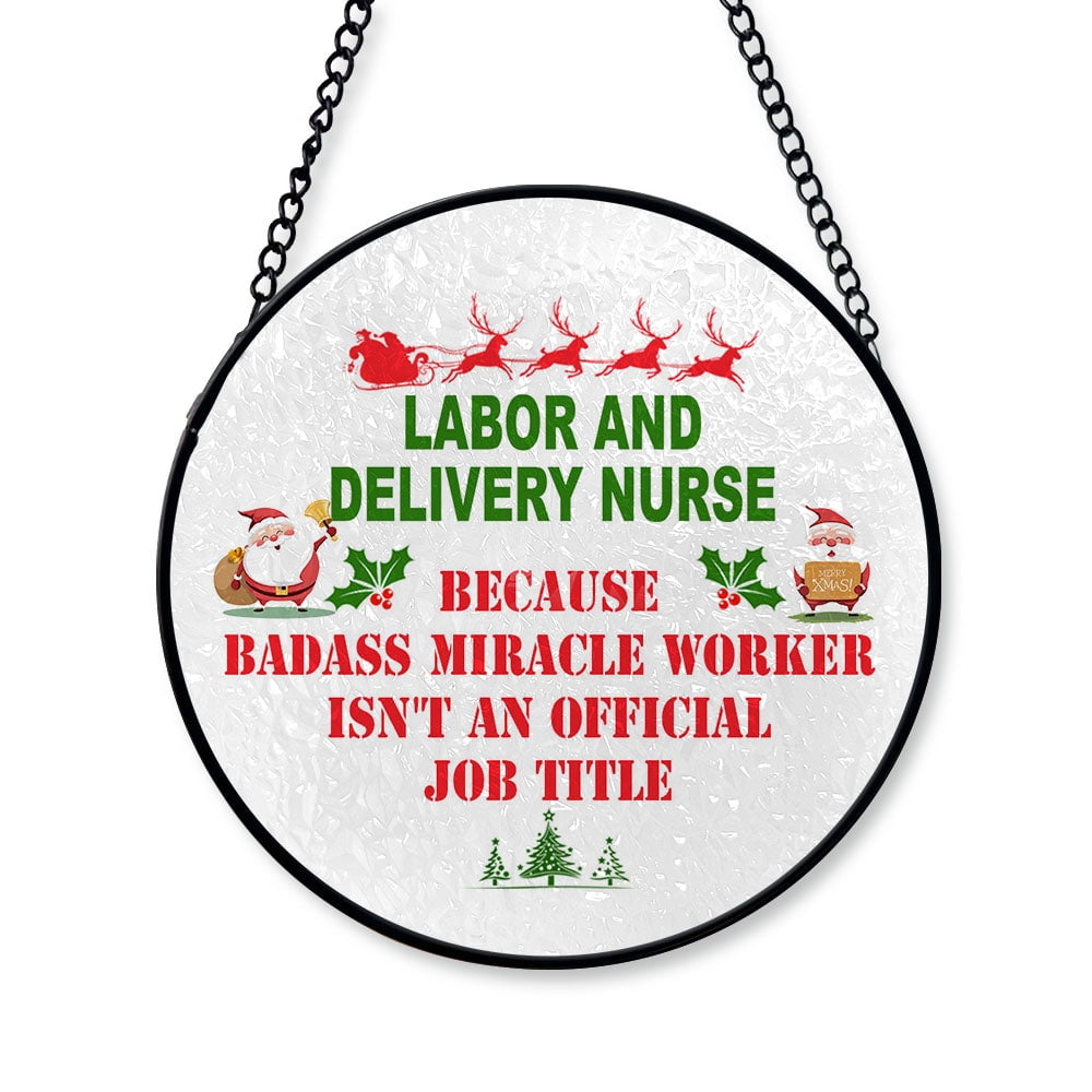 Christmas Labor And Delivery Nurse Stained Glass Window Hanging 2025 ...