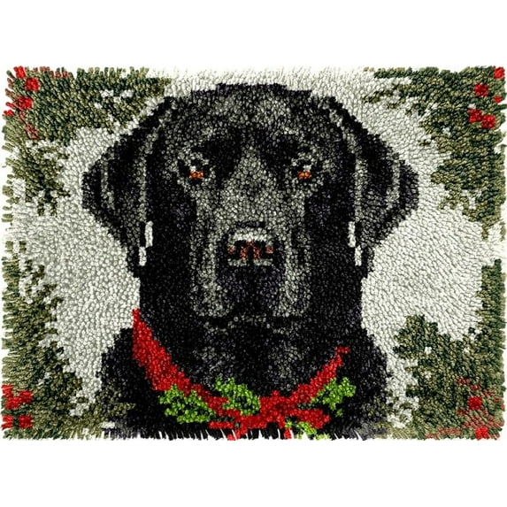 Christmas Labrador Dog Easy DIY Latch Hook Rug Kits DIY Tapestry ...