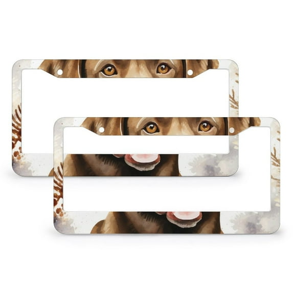 Christmas Labrador Dogs License Plate Frame 2 PCS Xmas Lovely Dogs ...
