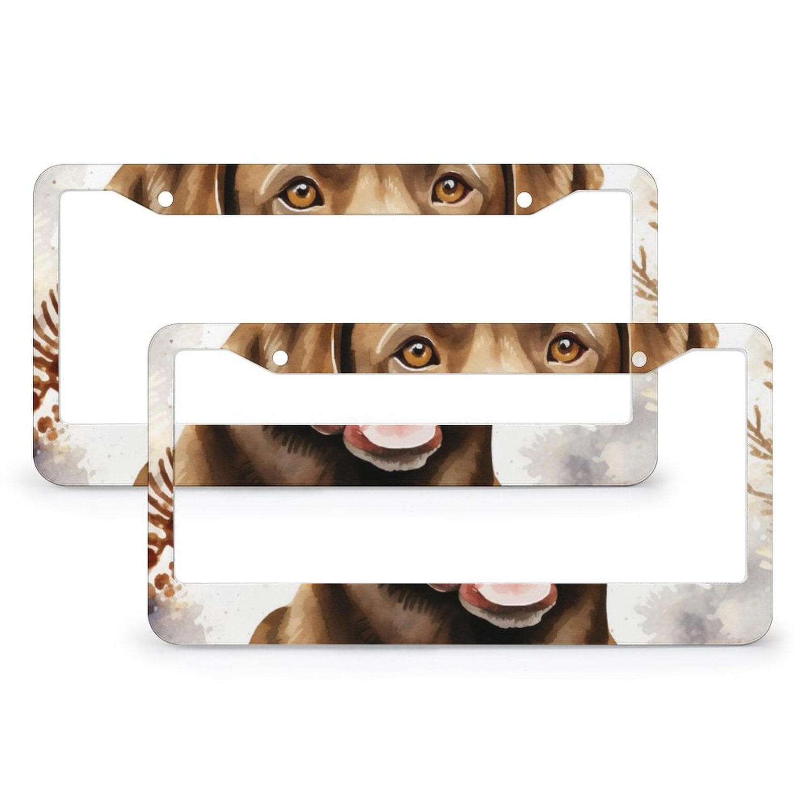 Christmas Labrador Dogs License Plate Frame 2 PCS Xmas Lovely Dogs ...