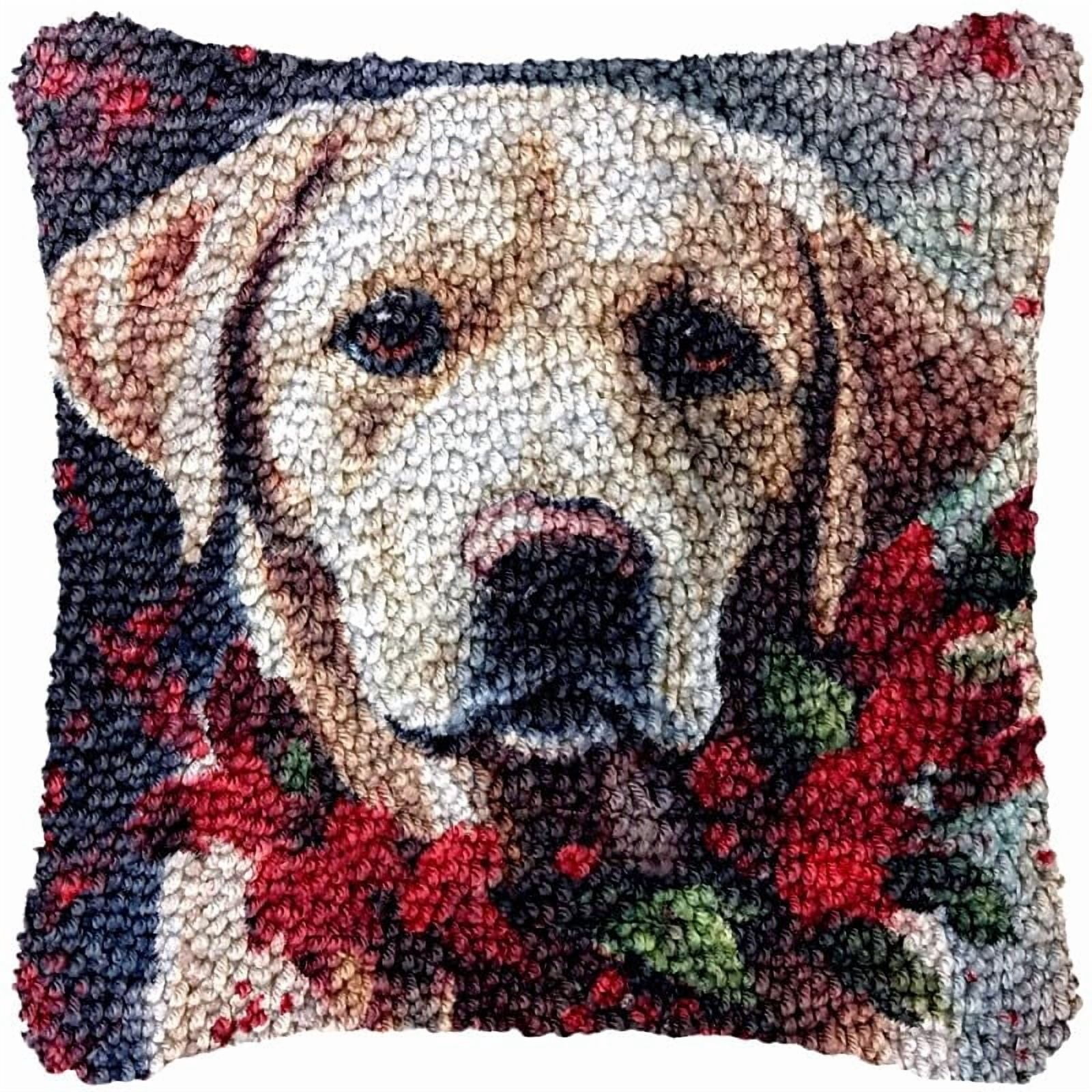 Christmas Labrador Latch Hook Kits Pillow DIY Pillow Cover Crochet ...