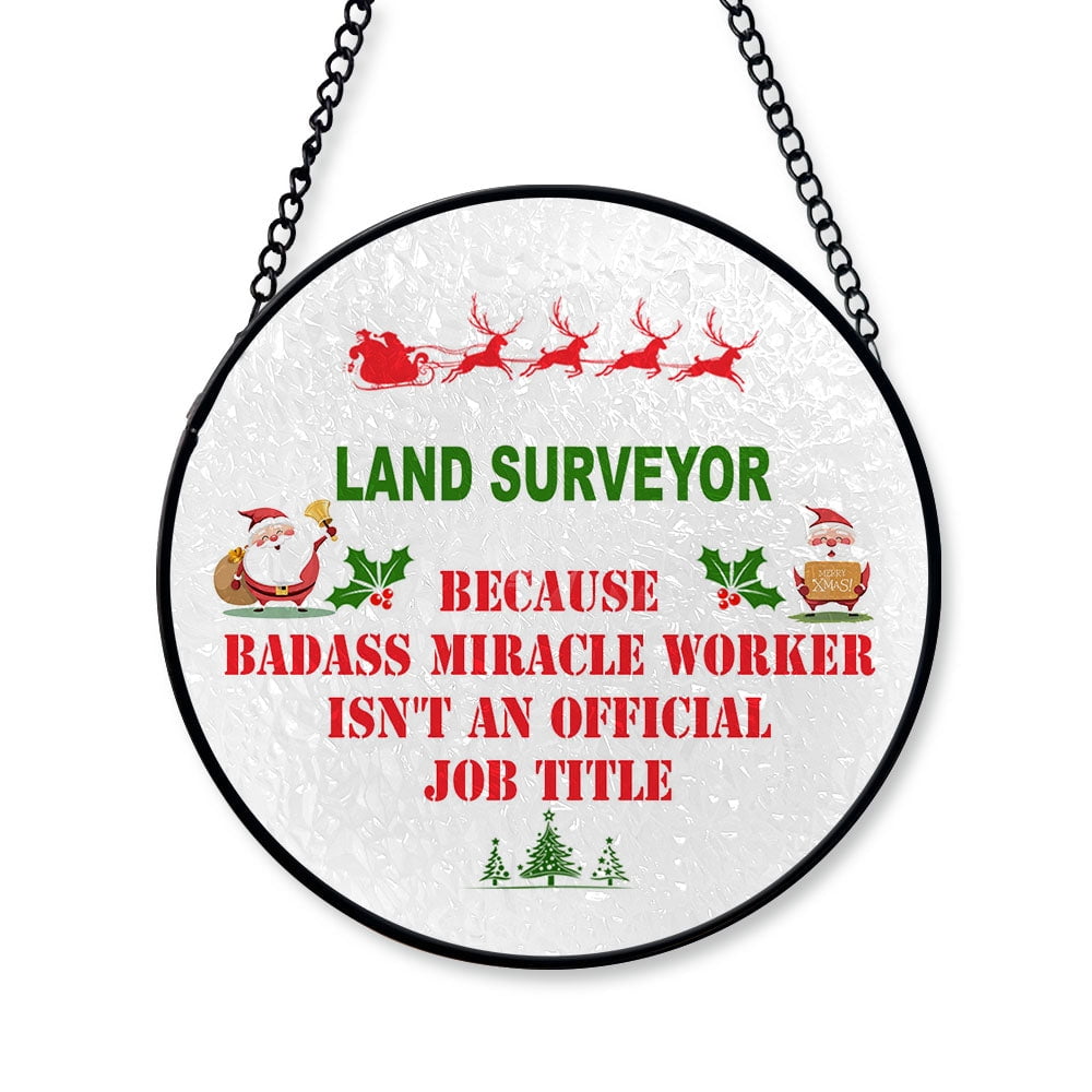 Christmas Land Surveyor Stained Glass Window Hanging 2025, Land ...