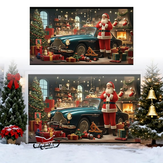 Christmas Large Garage Banner Heavy Duty Car Flag for Outdoor Indoor ...