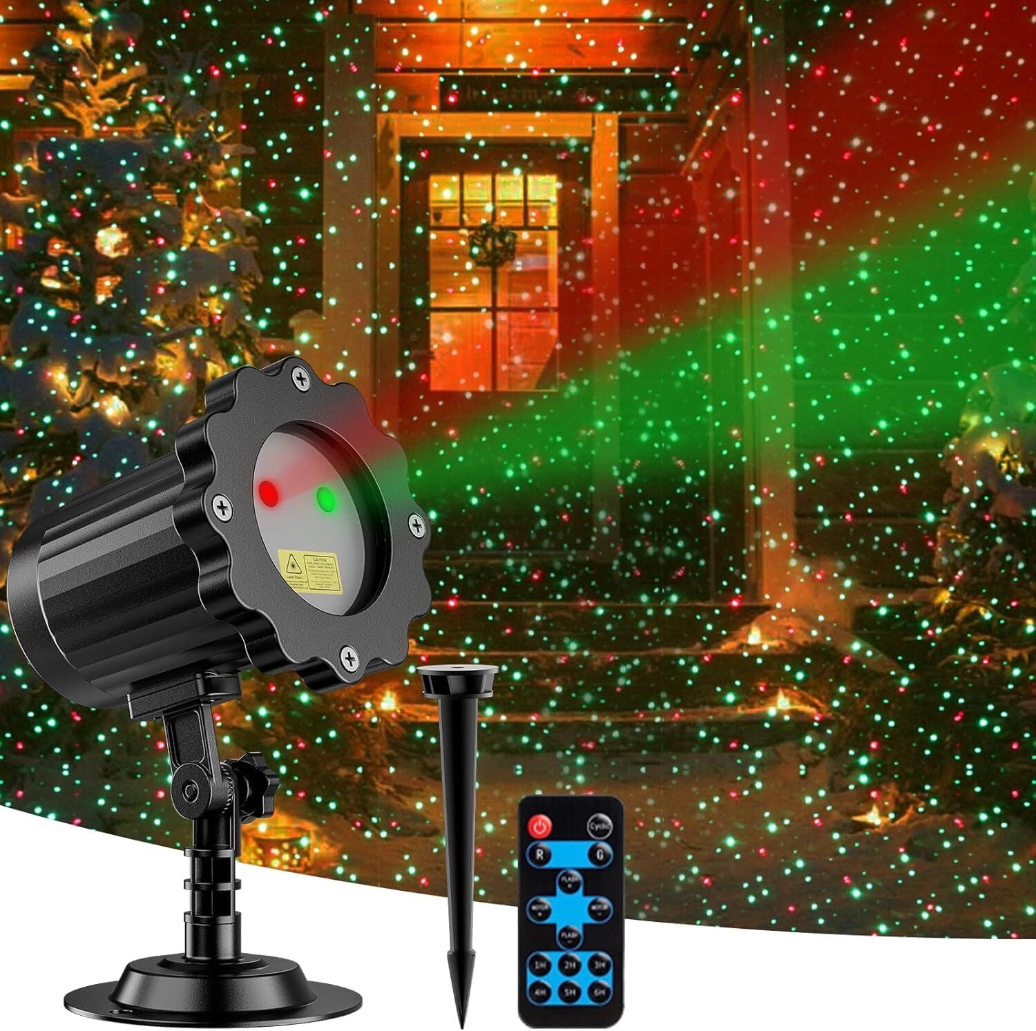 Christmas Laser Light Projector for Outdoor - Red and Green Star Show ...