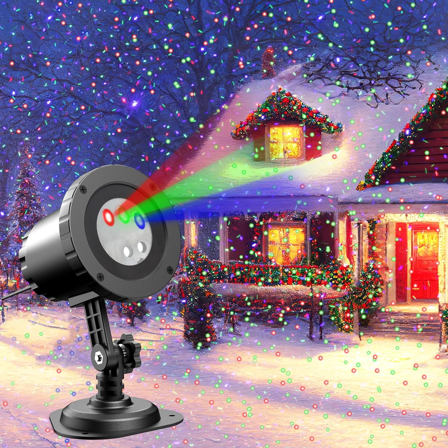 Christmas Laser Lights Projector Outdoor, 3 Color Motion Firefly ...
