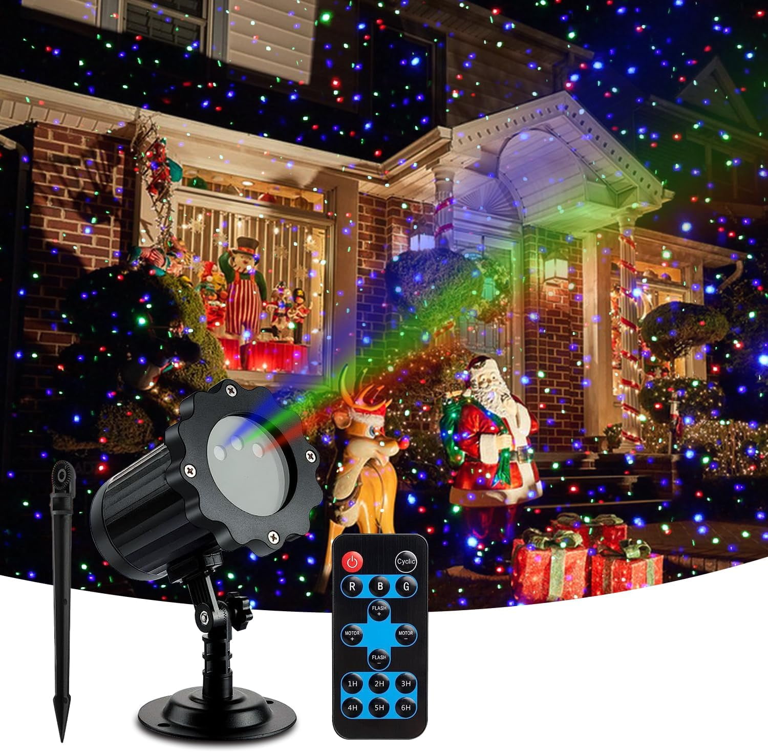 Christmas Laser Projector Light, Indoor Outdoor RGB 3 Colors Moving ...