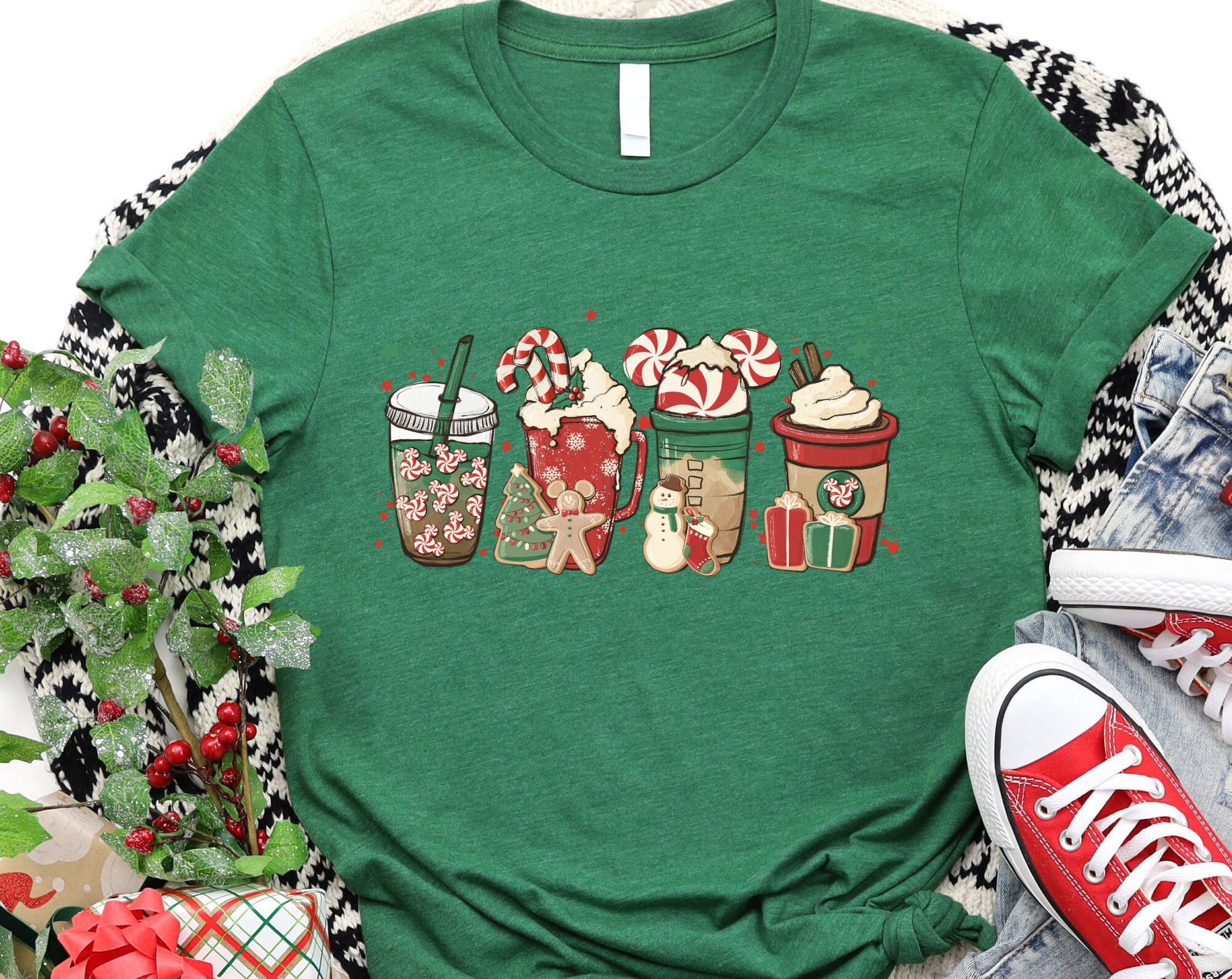 Christmas Latte Mouse Shirt Peppermint Iced Latte Sweets Snow Warm Cozy ...