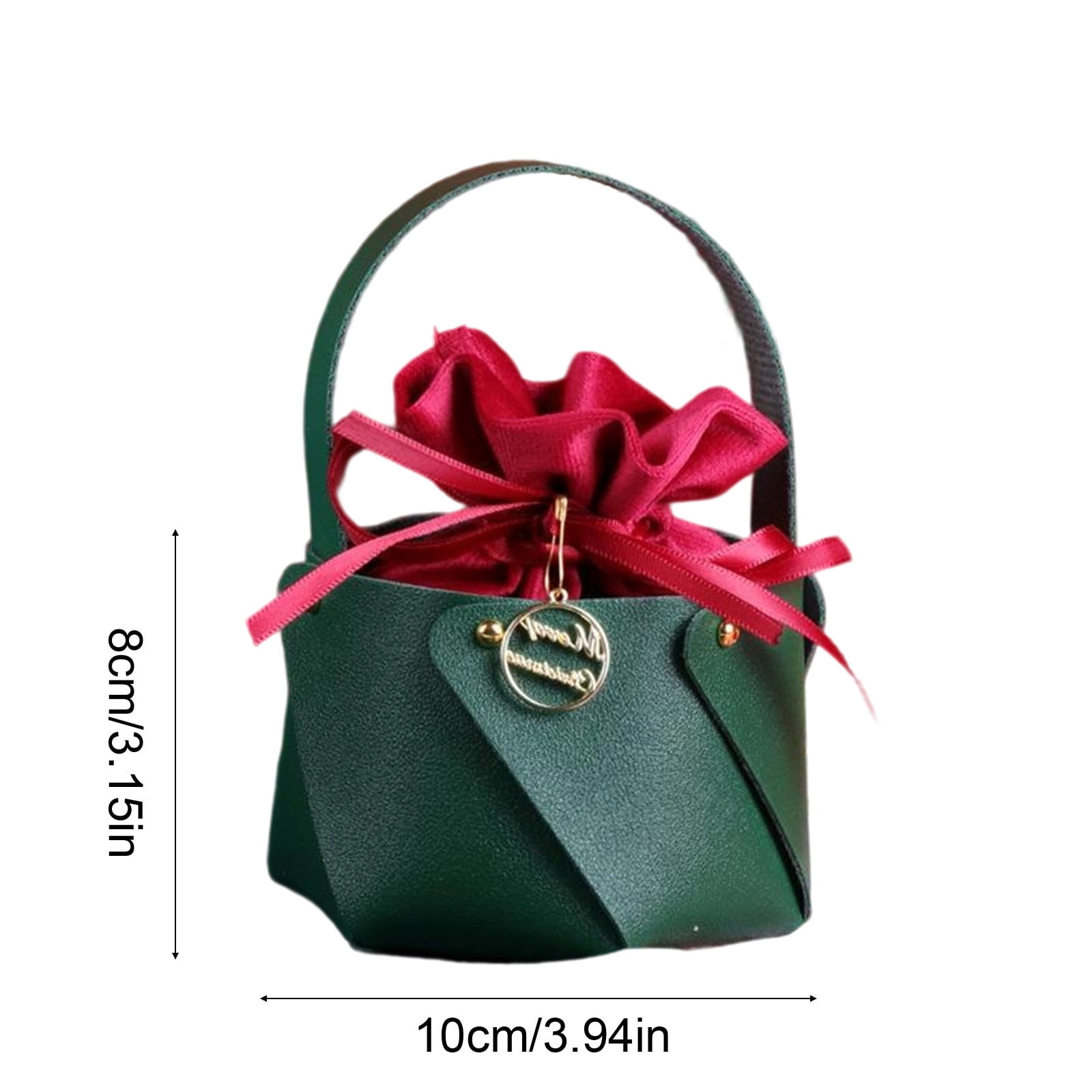 Christmas Leather Gift Bag - Red or Green Flannel Design, Size 3.94x3 ...