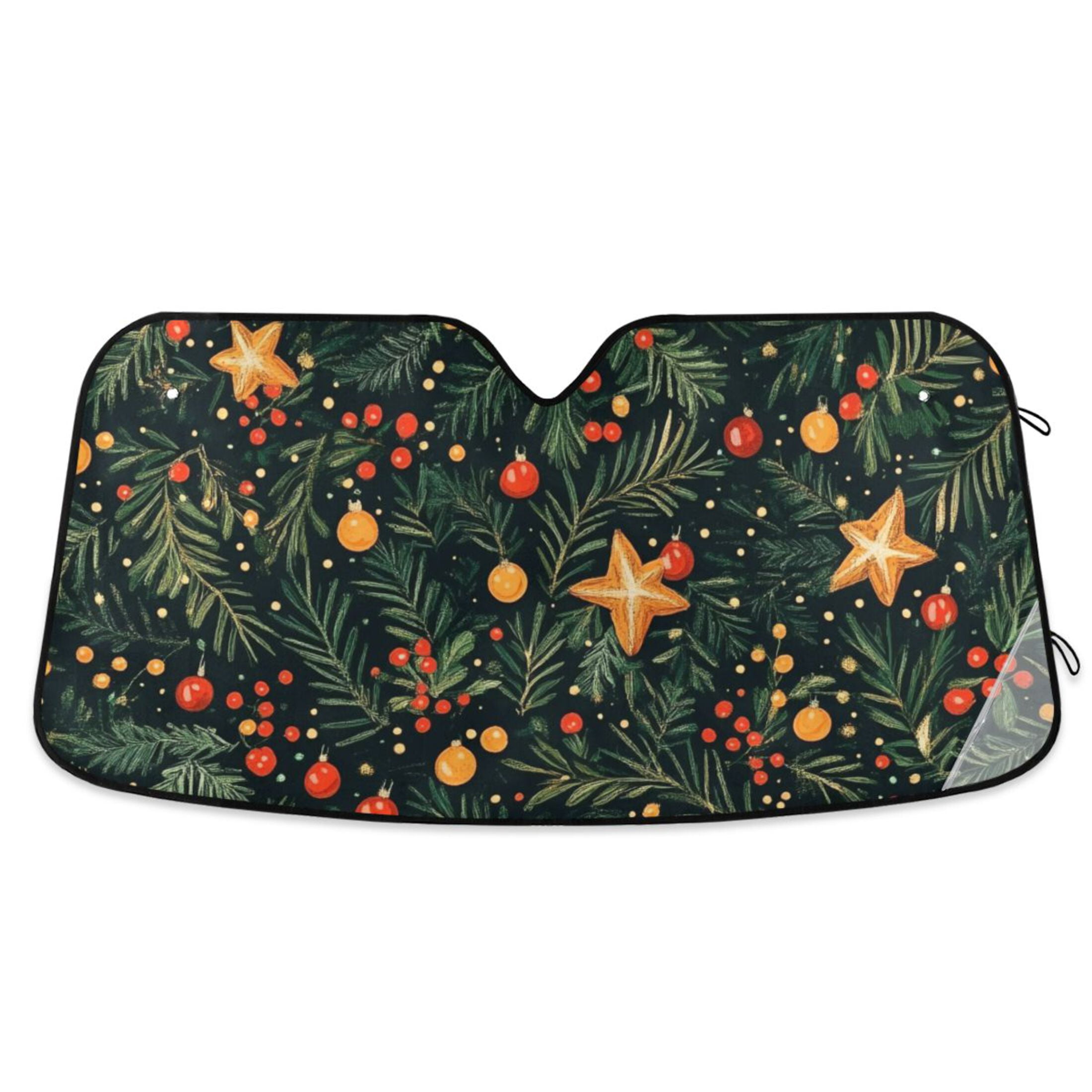 Christmas Leaves Stars Car Windshield Sun Shade Reflector Sunshade ...