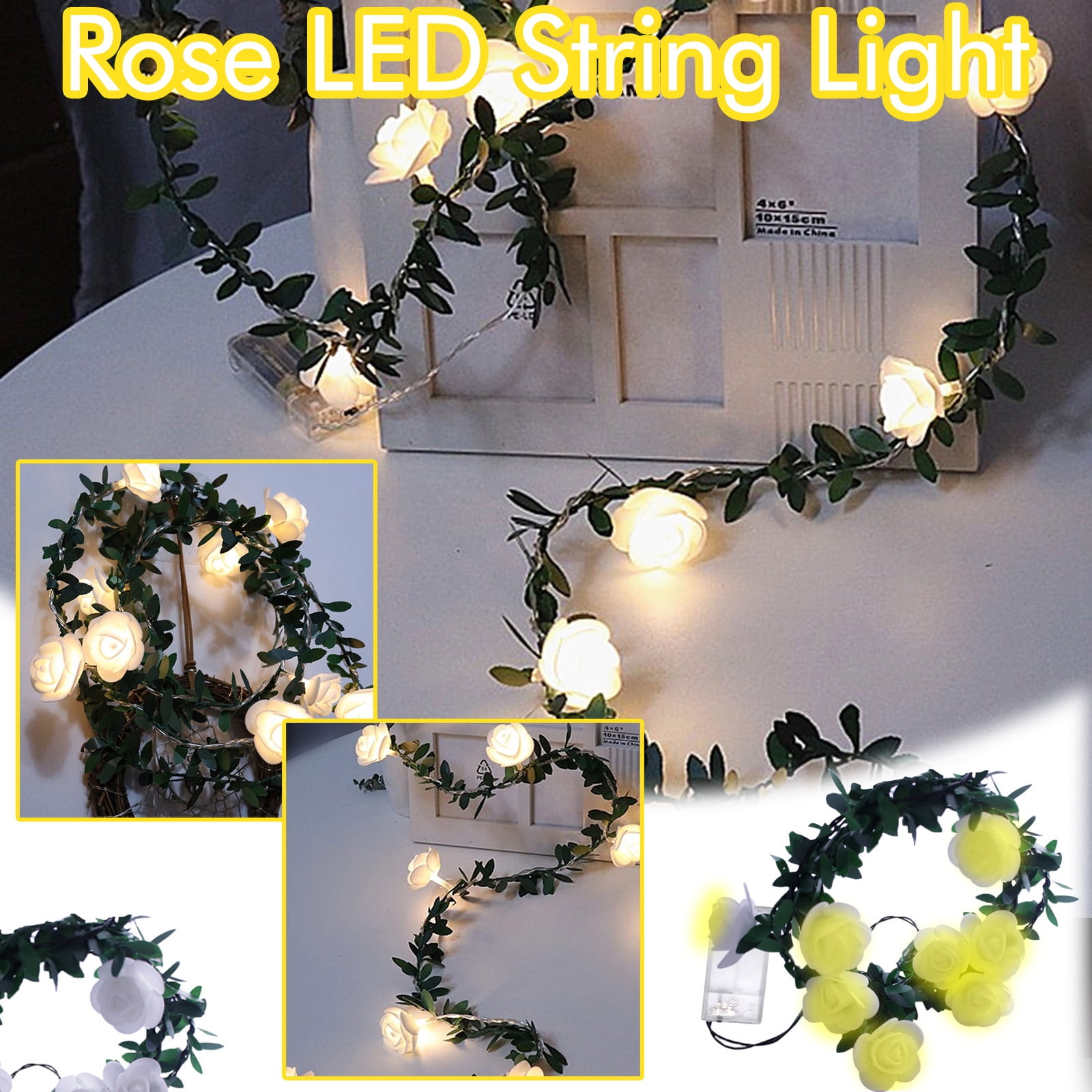Christmas Led rose lights,White battery operated lights,Led outdoor ...