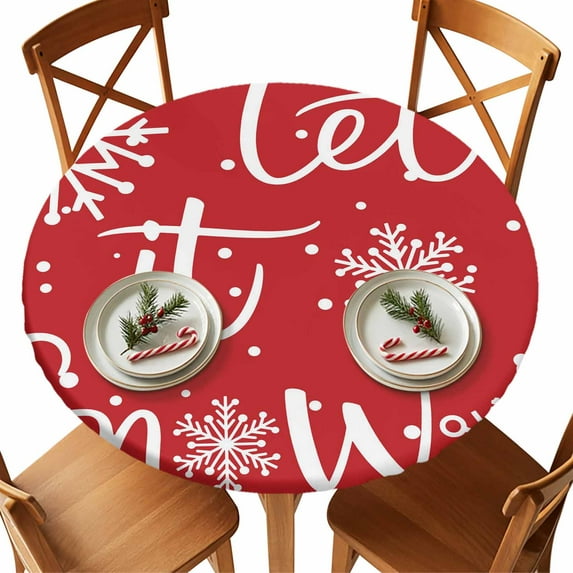 Christmas Let Snow Snowflakes Fitted Round Tablecloths Table Covers 45 ...