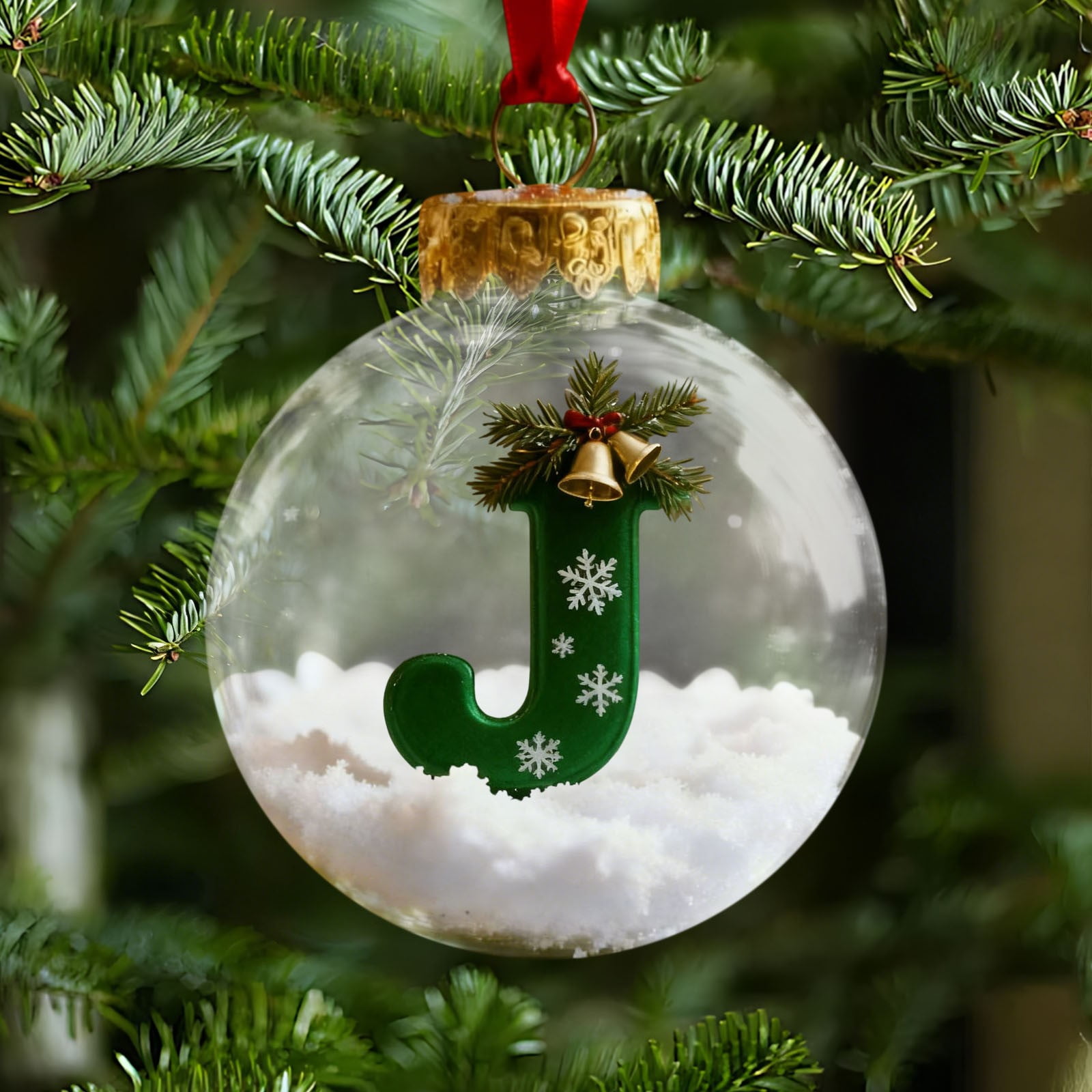 Christmas Letter Ball Pendant, Personalized Holiday Ornament for Family ...