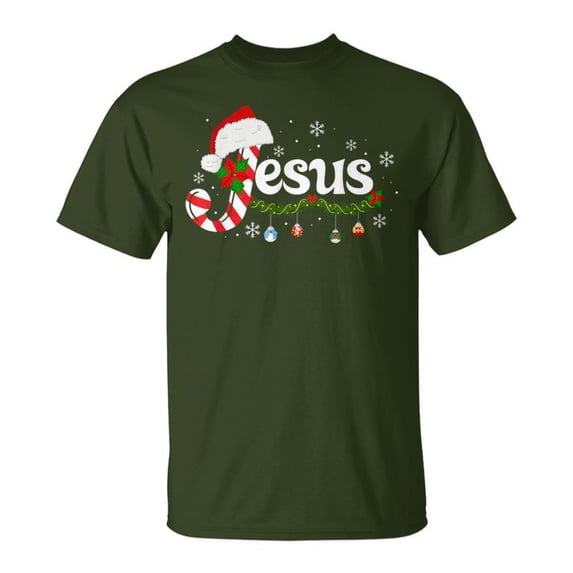 Christmas Letter J For Jesus Christian Candy Cane Santa Hat TShirt ...