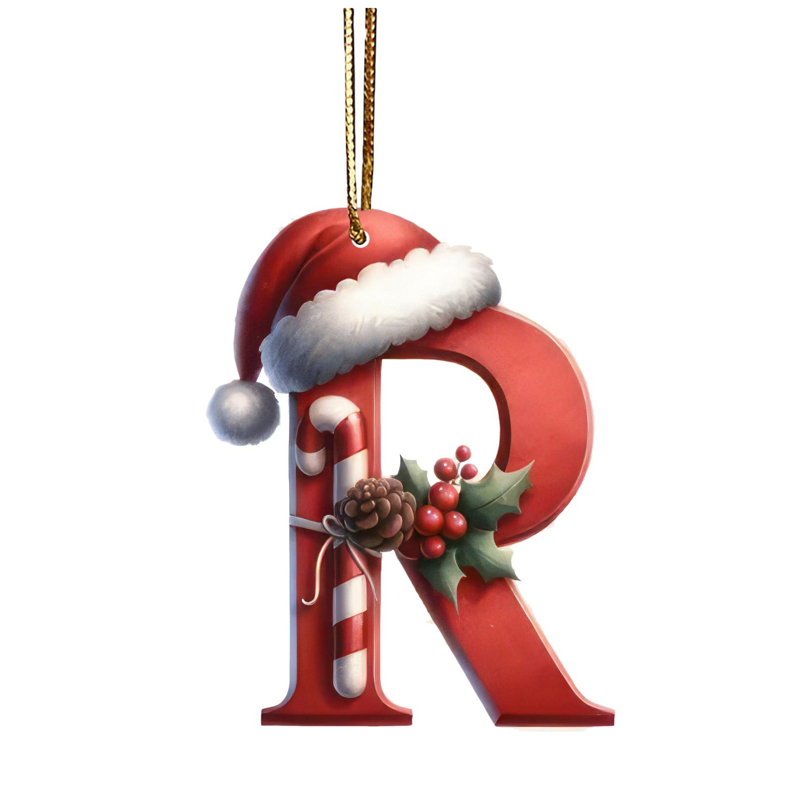 Christmas Letter R Ornament Santa Hat Monogram Hanging Decoration ...