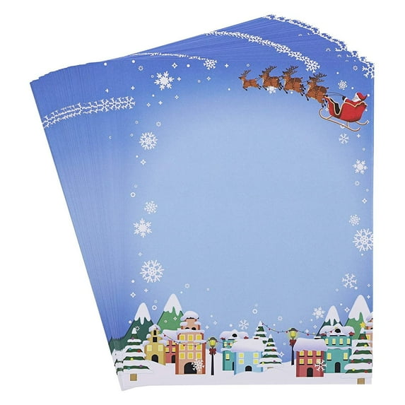 Walmart Christmas Letterhead Set, Santa Xmas Paper (8.5x11 In, 96 ...