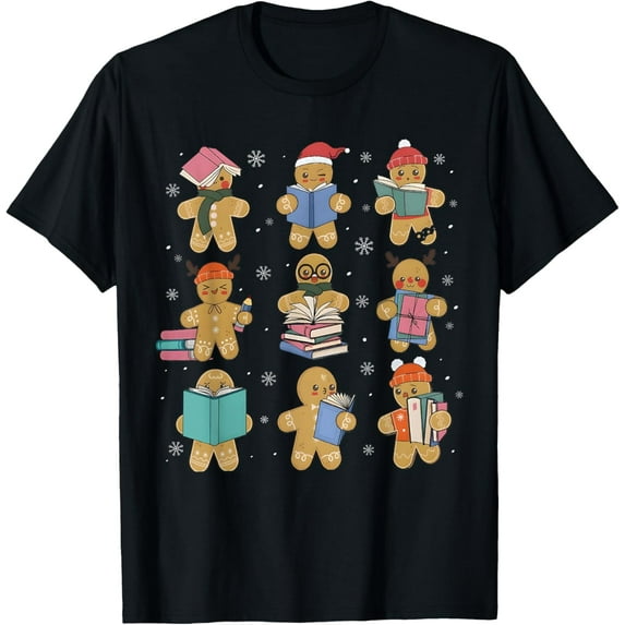 Christmas Library Gingerbread Man Books Lover Mens T-Shirt - Walmart.com