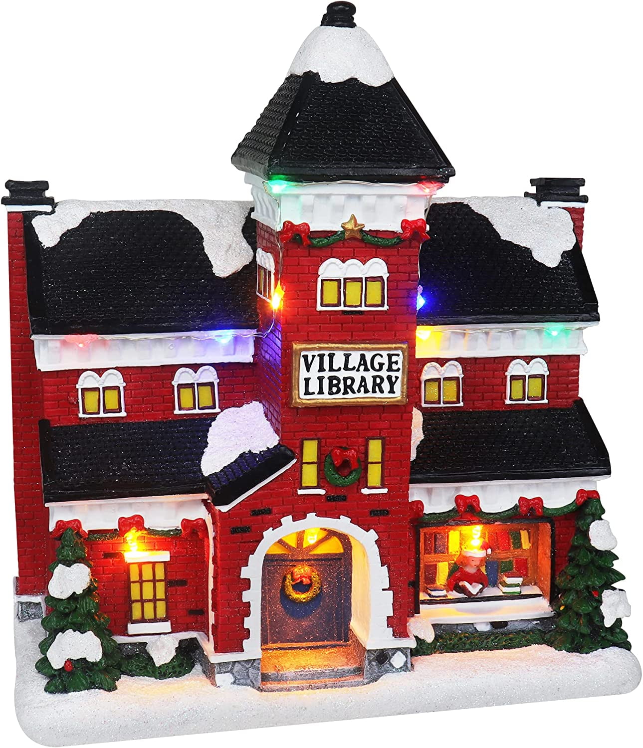 Christmas Library Tabletop Display LED Lighted Musical Christmas ...