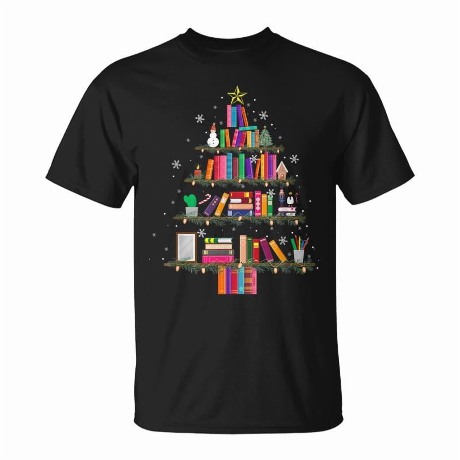 Christmas Library Tree Librarian And Book Lover Xmas Pjs Tshirt ...