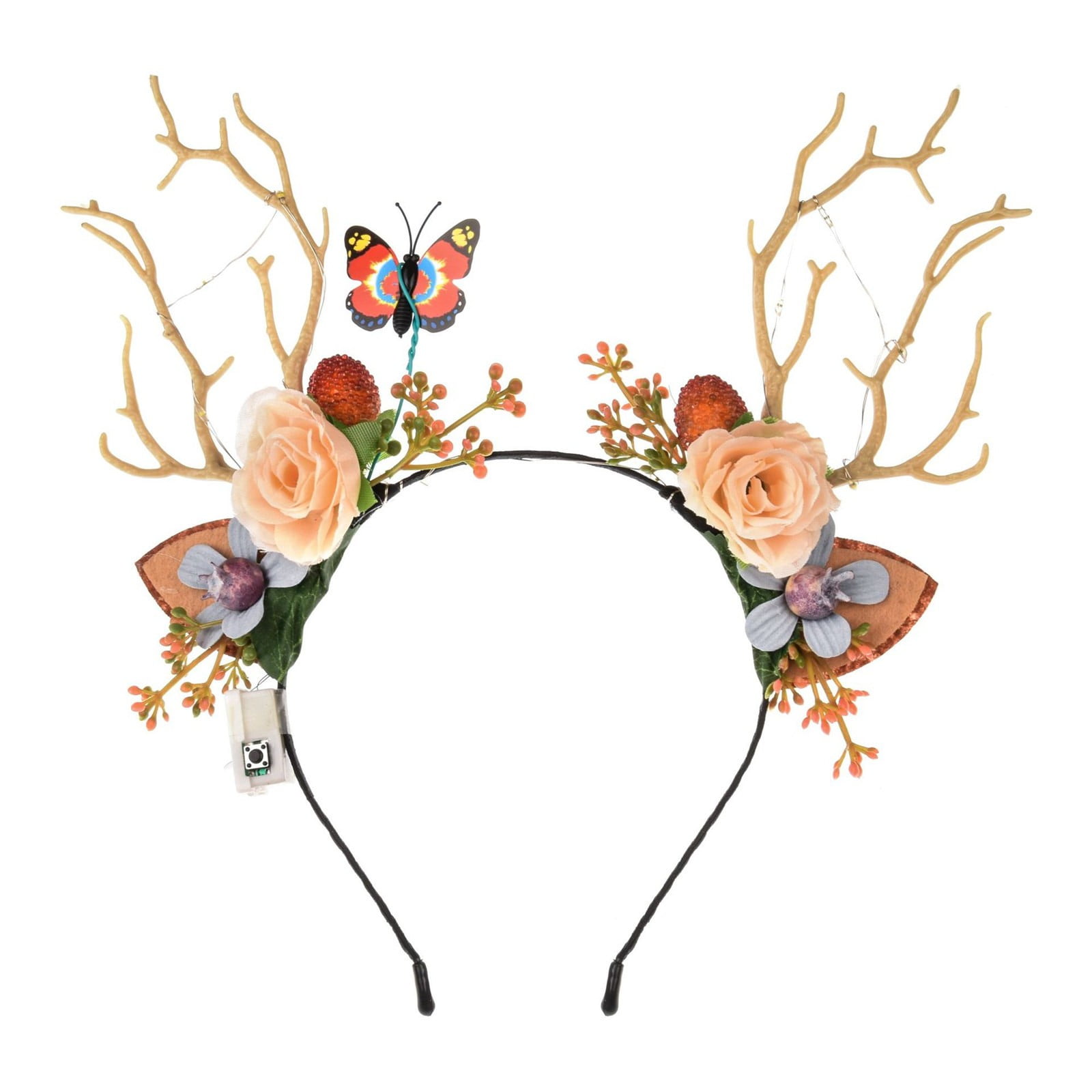Christmas Light Up Antler Headband LED Illuminated Reindeer Antlers ...