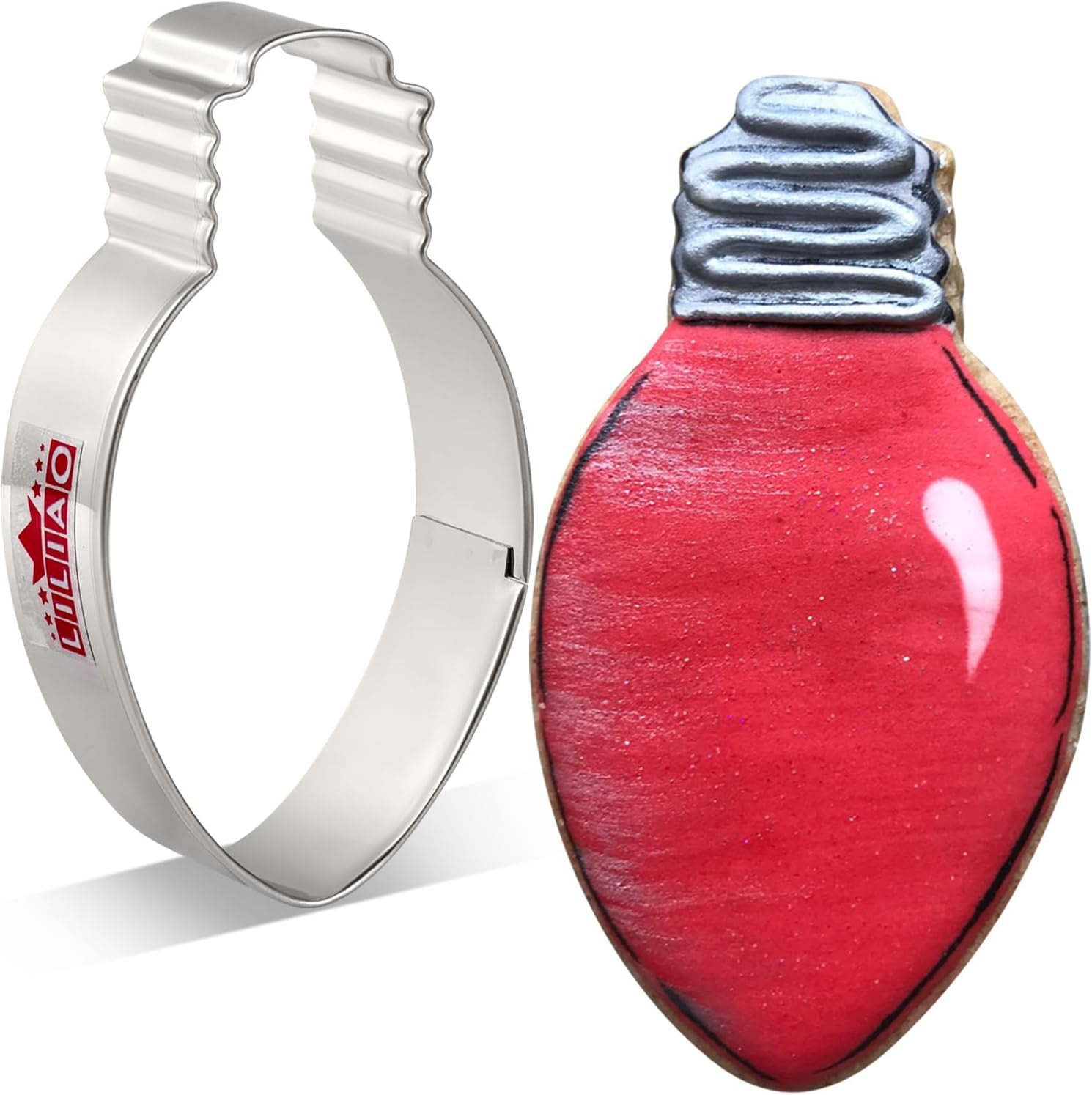 Christmas Light Bulb Cookie Cutter - 2 x 3.4 inches - Stainless Steel ...