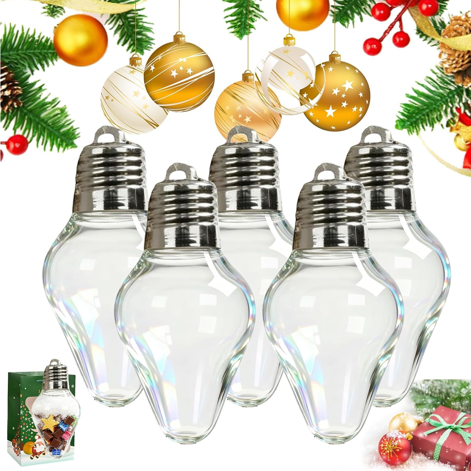 Christmas Light Bulb Gift Jar, DIY Plastic Light Bulbs Decorations ...