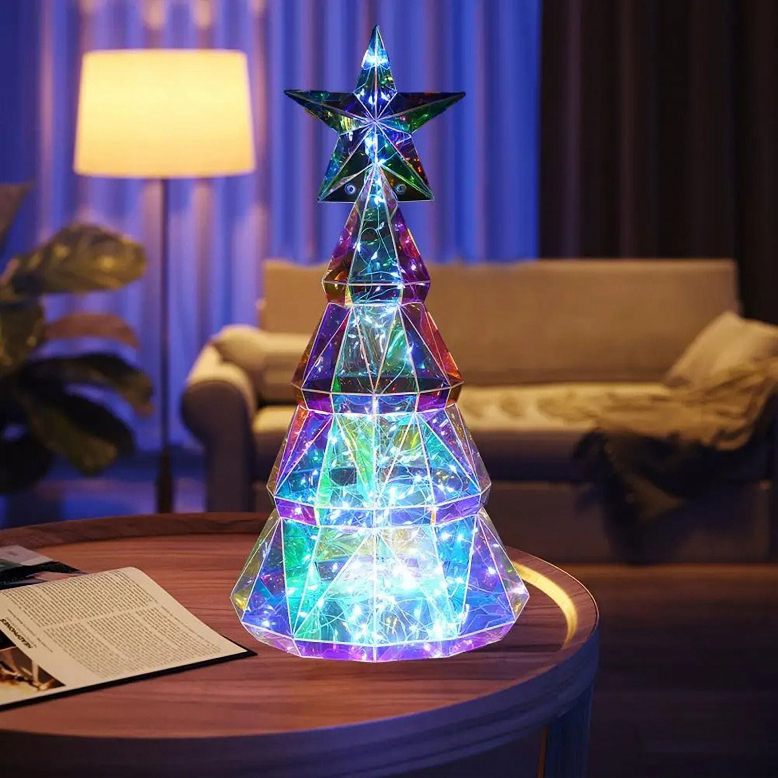 Christmas Light Ornament USB Powered Colorful Xmas Tree Figurine with ...