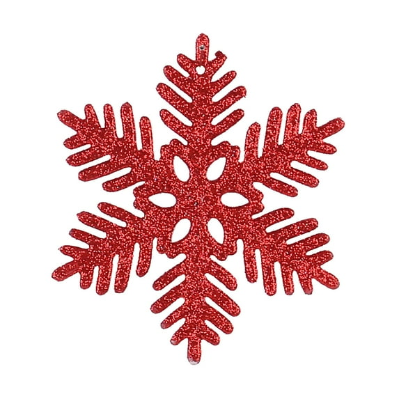 Christmas Light Red Snowflake Ornaments Plastic Glitter Ornaments For ...