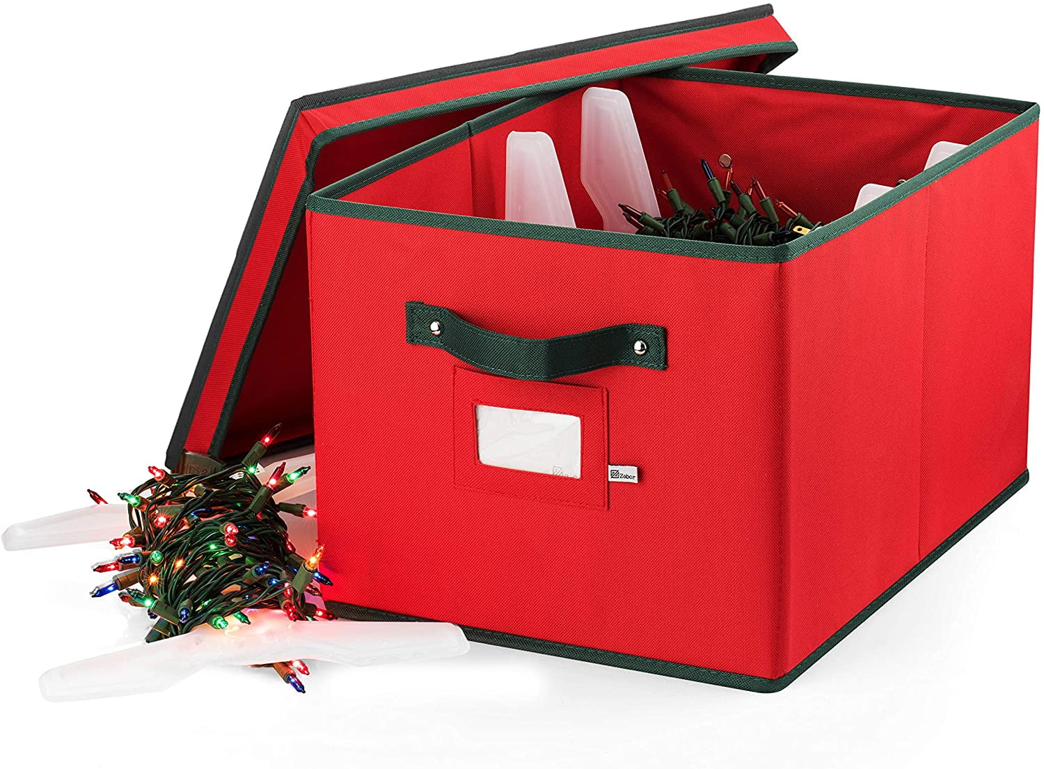 Christmas Light Storage Box - Premium 600D Oxford, with 4 Plastic Light ...