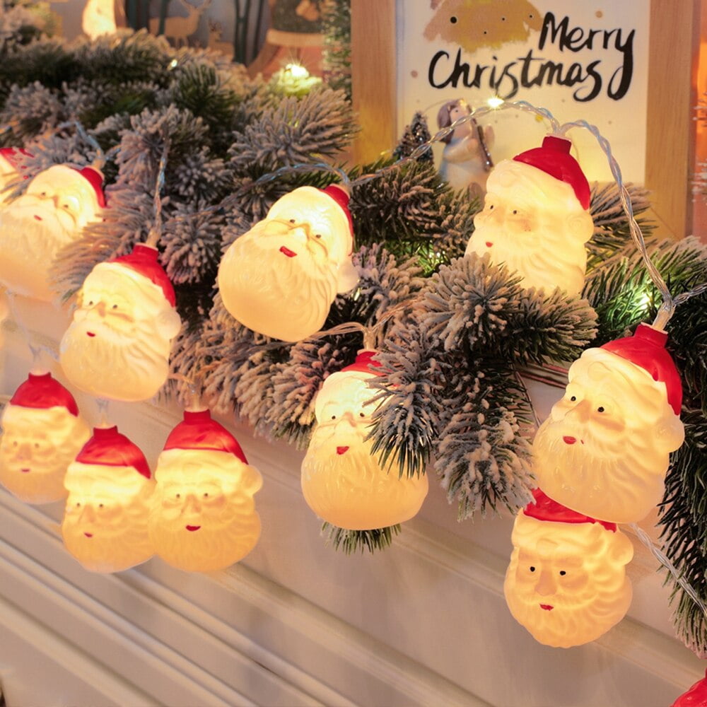 Christmas Light String 40 LED Santa Head Light Santa Head String Lights ...