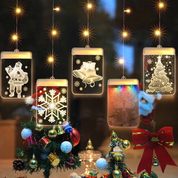 Christmas Light Strings, 5 Acrylic LED Lights - Santa/Reindeer ...