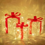 Northlight Set of 3 LED Rustic Rattan Christmas Gift Boxes with ...