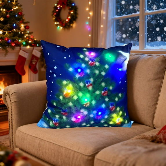 Christmas Light Up Pillow Holiday Decoration Dual Mode LED 17.72x17.72 ...