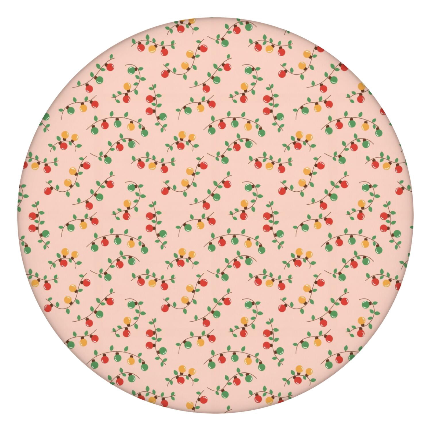 Christmas Light Vine Pastel Pink Pattern Round Elastic Tablecloth, 36 ...