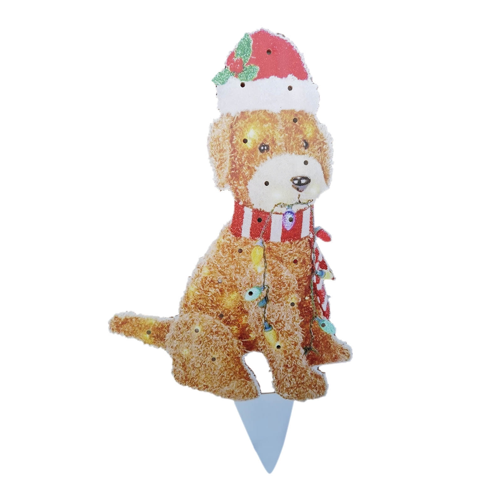 Christmas Light-up Dog,Fluffy Doodle Dog with Light String,Dog Stake ...