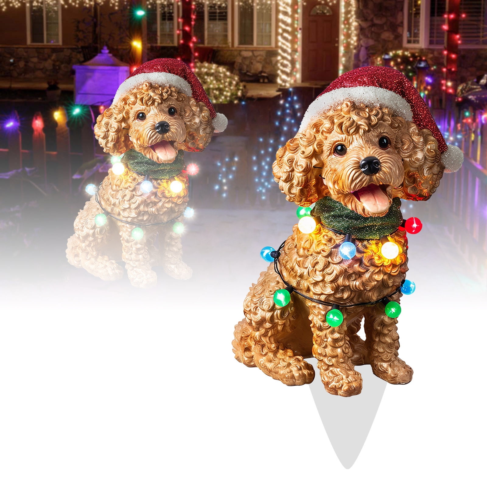 Christmas Light-up Golden Doodle Dog, Fluffy Doodle Dog with Light ...
